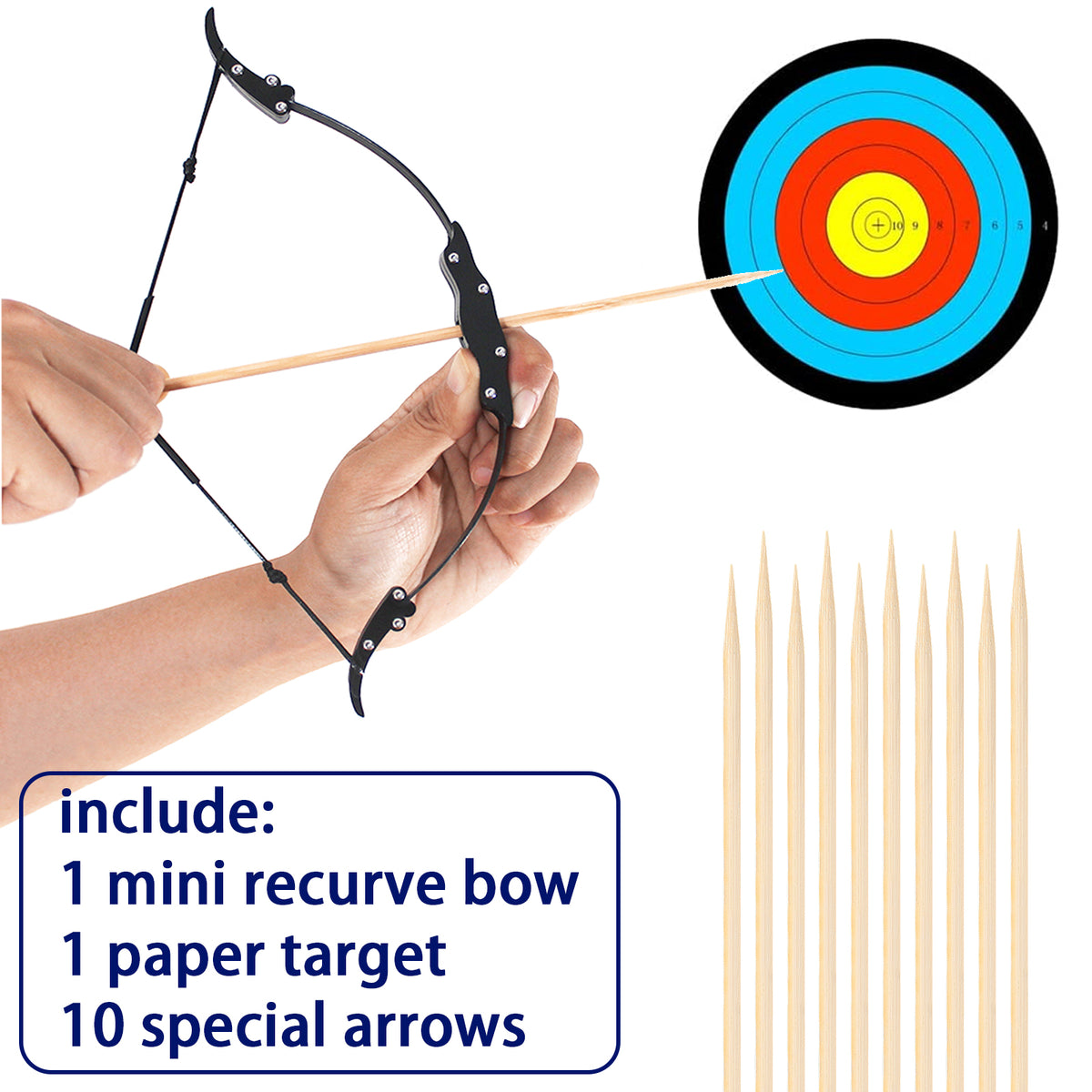 Mini Archery Bow and 10 Arrow Set Mini Recurve Bow Mini Double Aiming ...
